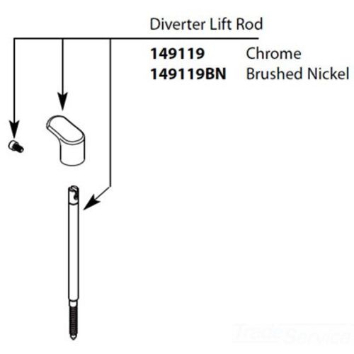 MOEN 149119BN PART LIFT ROD, RT BN BRUSHED NICKEL | PlumbersStock