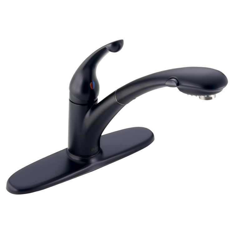 Delta 470-BL-DST Signature Single Handle Pull-Out Kitchen Faucet (Black)