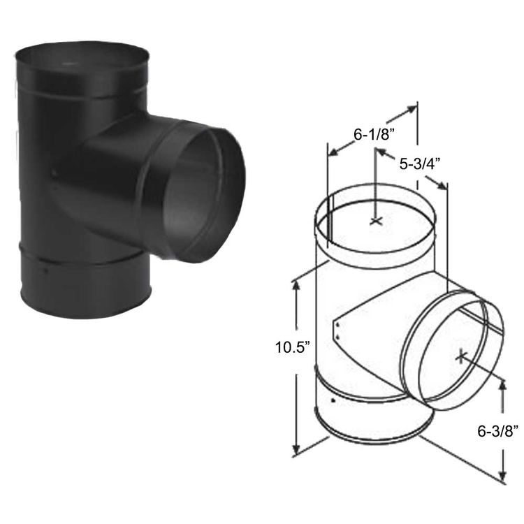 DuraVent 6DBK-T DuraBlack 6-Inch Tee w/ Clean-Out Cap | PlumbersStock