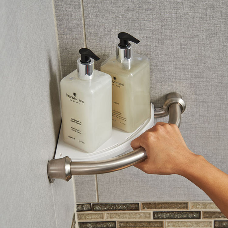 Delta 41316-SS Traditional Corner Shelf and Assist Bar in Chrome Finish