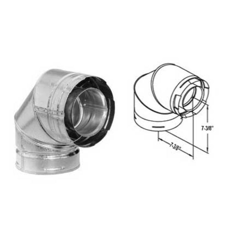M&G DuraVent 5x8 DirectVent Pro 90-Degree Elbow, Galvanized - 58DVA-E90