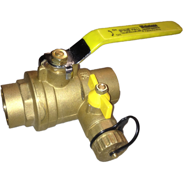 Webstone 1-1/4" Sweat Ball Valve x 3/4" Hose Drain Valve | PlumbersStock
