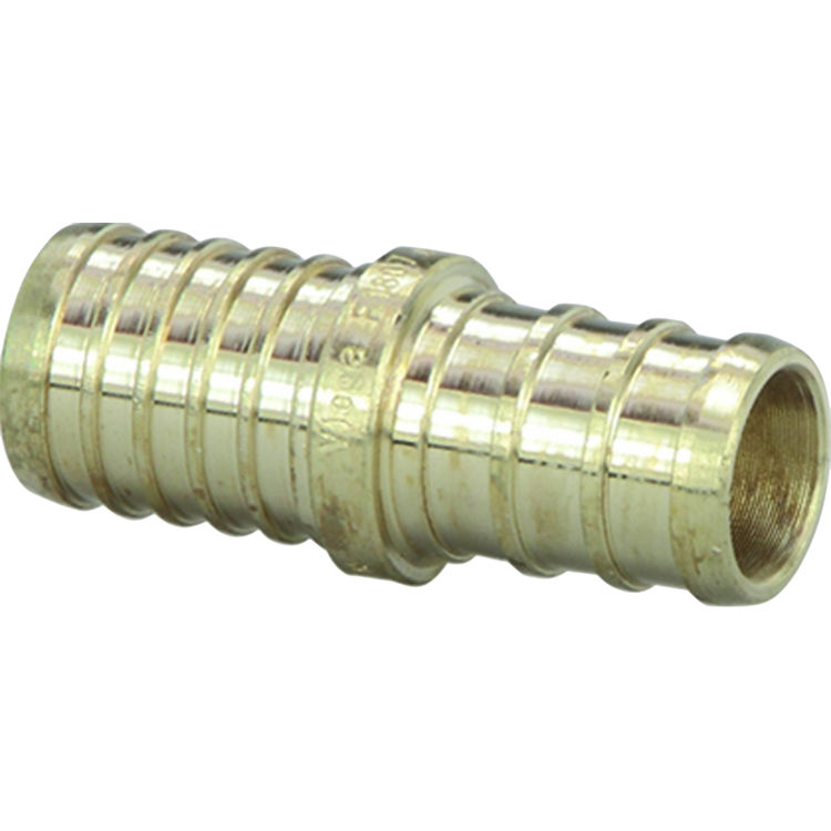 3/8 Inch PEX by 3/8 Inch Poly Adapter Coupling, Brass Construction